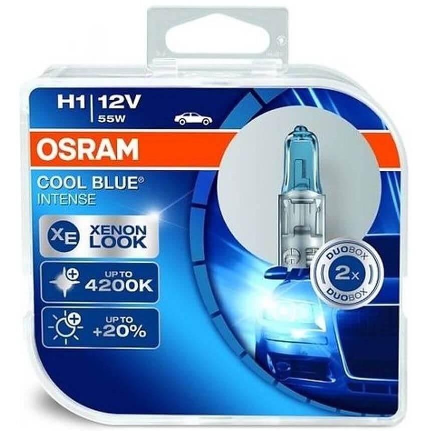 Set 2 Becuri auto cu halogen pentru far Osram H1 Cool Blue Intense, up ...